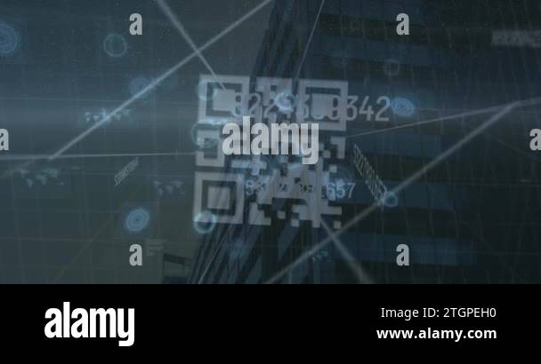 Animation of scope scanning with qr code and data processing over ...
