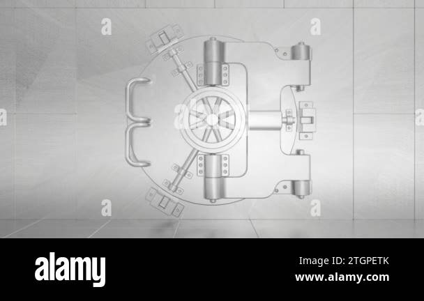 Bank safe vault door opening and camera slowly zooming in green screen ...