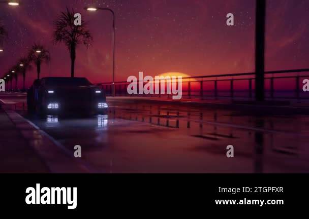 80s retro synthwave style 3d rendering animation loop Stock Video ...