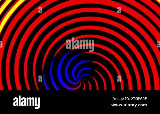 A Animated black hypnotic spiral on the red background. Seamless loop ...