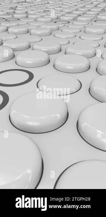 Vertical abstract background animation of white plastic circles in ...