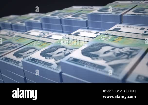 Serbian dinar banknote bundle growth up loop. RSD money stacks. Concept ...