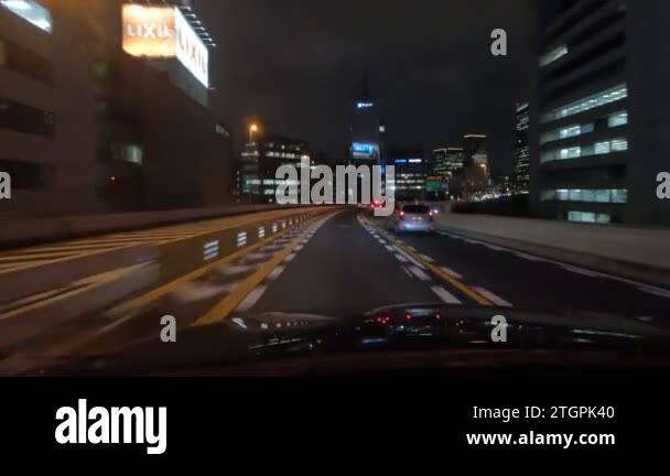 Tokyo Metropolitan Expressway Car driving Night View Japan shutoko ...