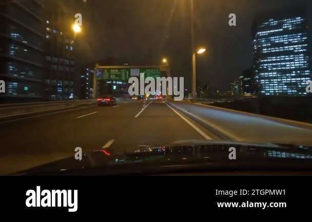 Tokyo Metropolitan Expressway Car driving Night View Japan shutoko ...