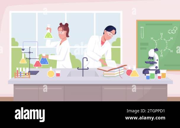 Animated high school classes set. Classrooms and library. Education ...