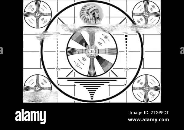 Indian-head test pattern. SMPTE. Glitch and VHS effects during test ...
