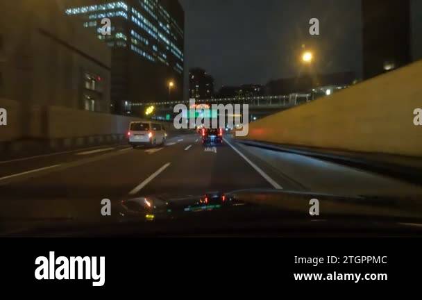 Tokyo Metropolitan Expressway Car driving Night View Japan shutoko ...