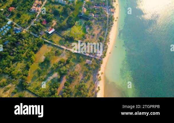 4K Aerial Top View of Nathon Beach, Koh Samui. Beach, sea and sand ...