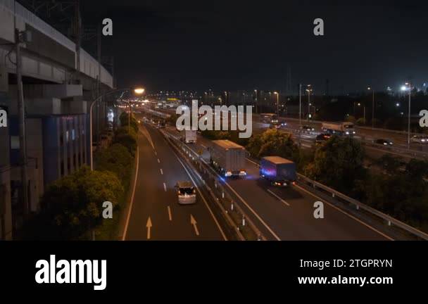 Tokyo Night Metropolitan Expressway Gulf Line Bayshore 2022 Stock Video ...