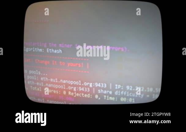 Cryptocurrency mining on a computer screen. The algorithm of the ...