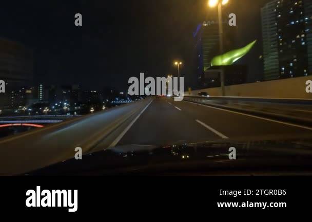 Tokyo Metropolitan Expressway Car driving Night View Japan shutoko ...