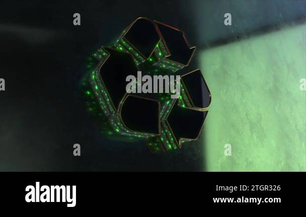 3D Golden Green Shiny Recycling Symbol Animation Abstract Background 4K ...