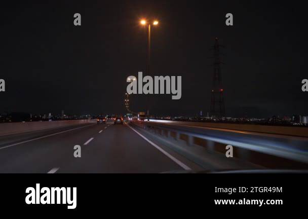 Tokyo Metropolitan Expressway Car driving Night View Japan shutoko ...