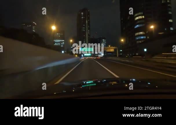 Tokyo Metropolitan Expressway Car driving Night View Japan shutoko ...