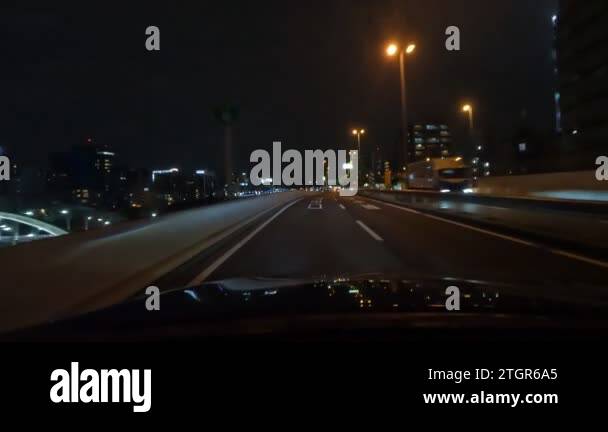 Tokyo Metropolitan Expressway Car driving Night View Japan shutoko ...