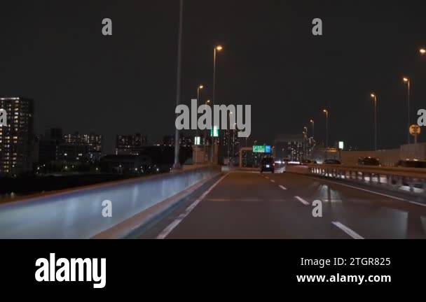 Tokyo Metropolitan Expressway Car driving Night View Japan shutoko ...