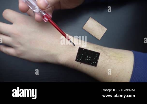 Robot arm concept. Man shows biomechanical prosthetic hand. Guy repairs ...