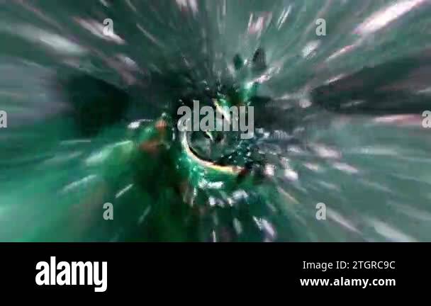 Abstract loop hyperspace grunge green tunnel wormhole background. Space ...