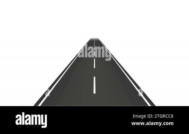 Moving on the road. Running lane markings. Looped animation with ...
