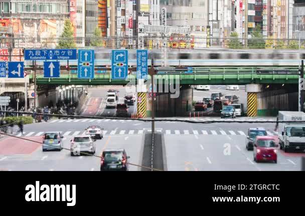 Tokyo, Japan - Dec 2, 2022: Time lapse of car traffic transportation on ...