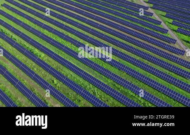 Rows of photovoltaic solar cells installed to generate clean and cheap ...