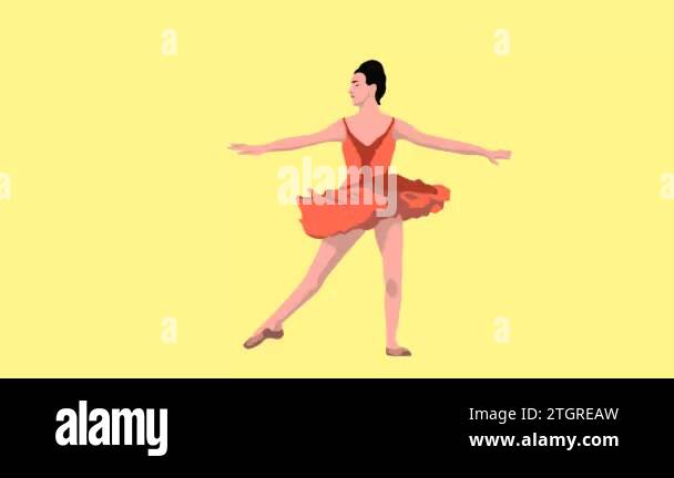 This cartoon ballerina, female ballet dancer animation, with a seamless ...