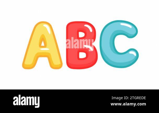 Animated funny color letters ABC. Bright vector illustration isolated ...