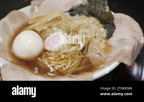 Japanese fast food ramen with pork slice boiled egg and seaweed. fast ...