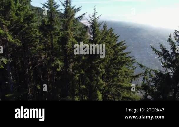 Crane drone shot revealing waves crashing on the breathtaking Oregon ...