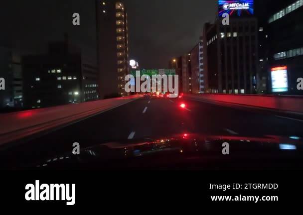 Tokyo Metropolitan Expressway Car driving Night View Japan shutoko ...