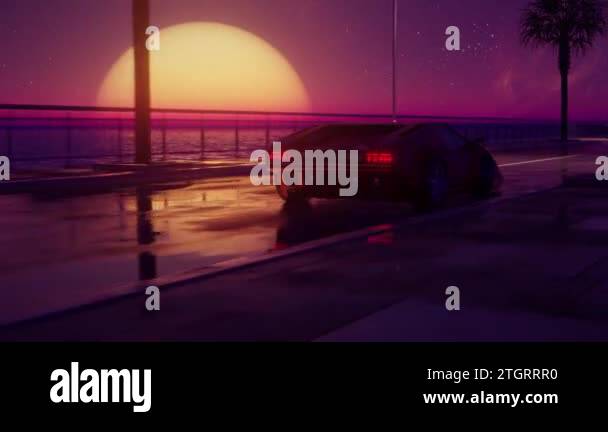 80s retro synthwave style 3d rendering animation loop Stock Video Footage - Alamy