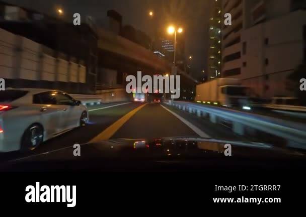 Tokyo Metropolitan Expressway Car driving Night View Japan shutoko ...