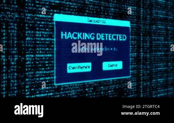Hacking Detected Notification And Check Payment For Decrypt System Files Concept With Binary
