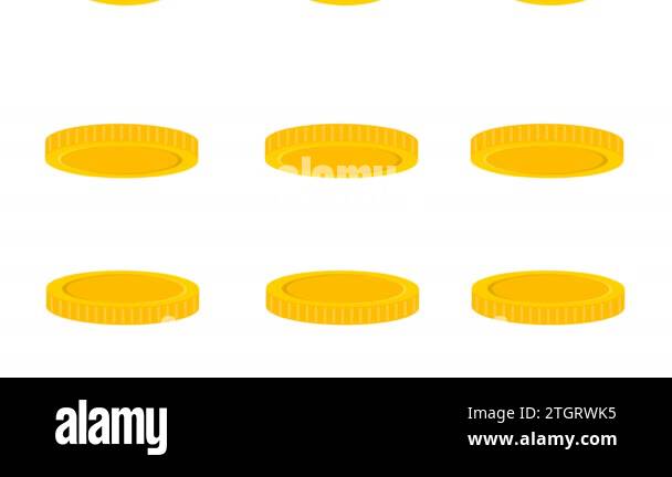 2d animation Raising of golden coins stacks on white background. Money ...