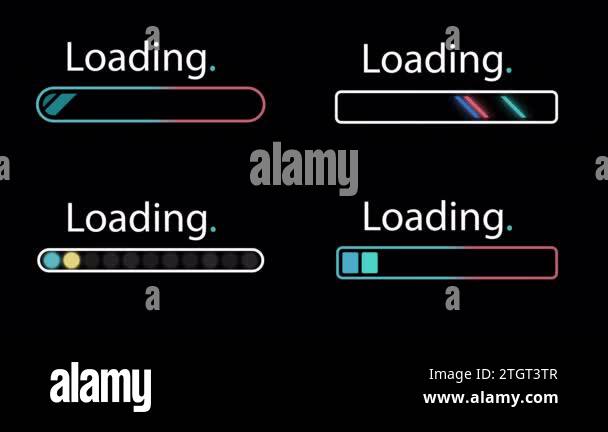 Colorful progress loading bar. Futuristic progress loading bar. 4k animation with optional Alpha ...