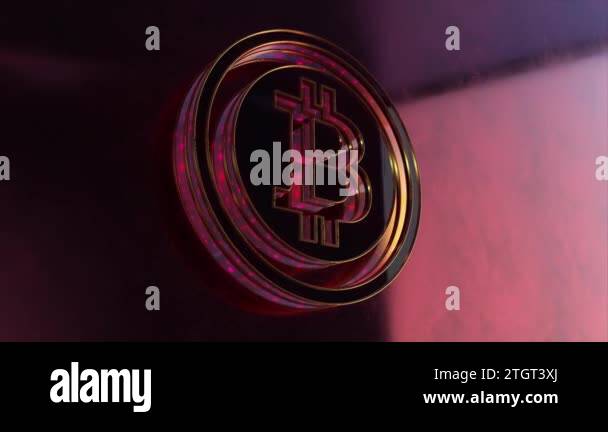 3D Bitcoin Icon Symbol Red Logo Animation Abstract Background 4K Stock ...