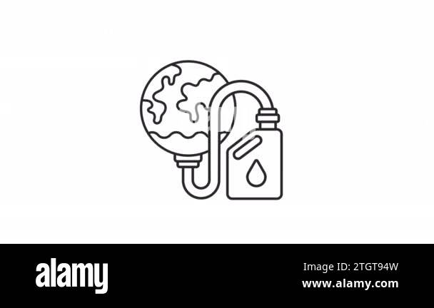 Animated resources linear icon. Natural resource depletion ...