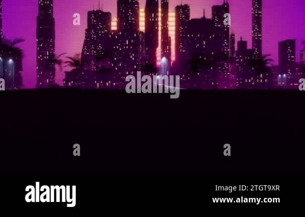 80s retro synthwave style 3d rendering animation loop Stock Video Footage - Alamy