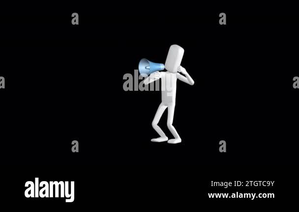 PoseMan Megaphone Animation with transparent background Stock Video ...