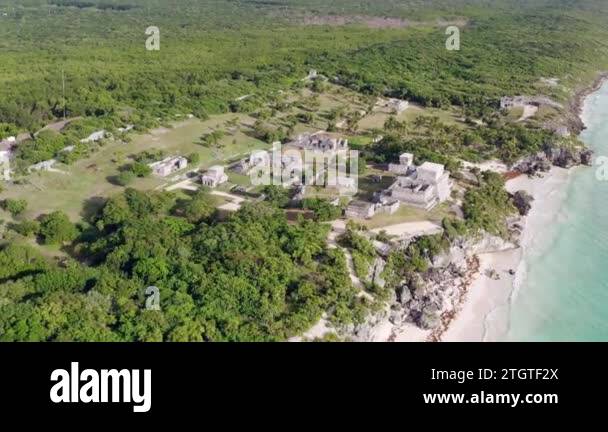 Drone video architecture of the Mayan pyramids. Temples, pyramids of ...