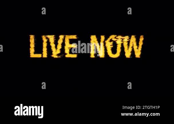 LIVE NOW glitch text effect cimematic title yellow light animation ...