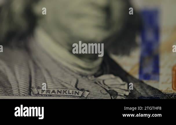 Cash money background. Benjamin Franklin portrait on 100 US dollar bill ...