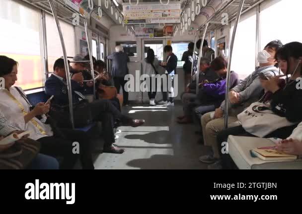 Tokyo Metro. Full Underground Metro Train During Rush Hour In Tokyo ...