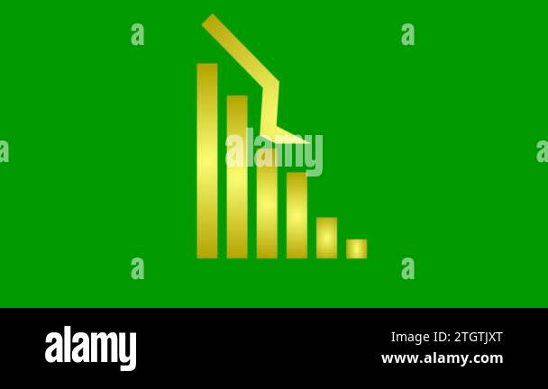 Animated golden recession chart of financial decline with a trend line ...