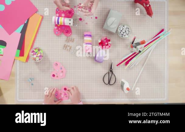 Flat lay. Kids papercraft. Making paper bugs out of the empty toilet ...