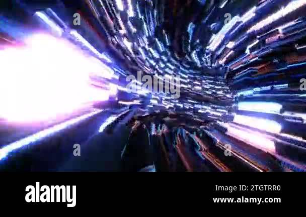 Abstract loop glow blue digital flying lines motion and illuminated ...