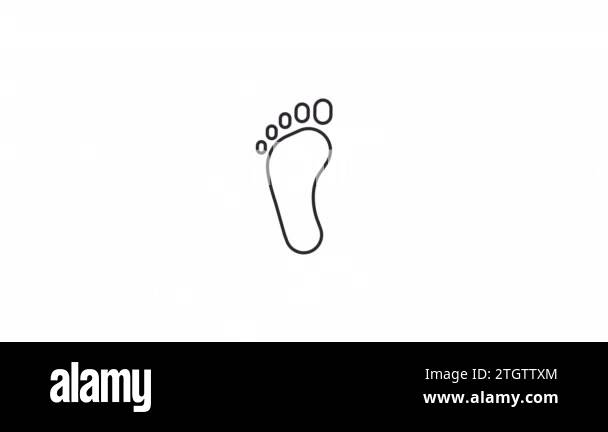 Animated footprint linear icon. Barefoot. Environmental trace. Footwear ...