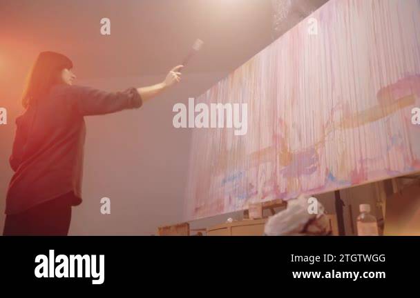 Innovative oil painting method in contemporary art, talented female ...