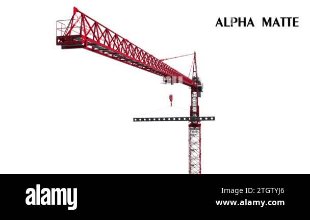 Building crane animation, work process. Green screen footage. Alpha ...
