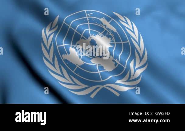 Animation of The United Nations Flag. Realistic Fabric Texture Satin ...